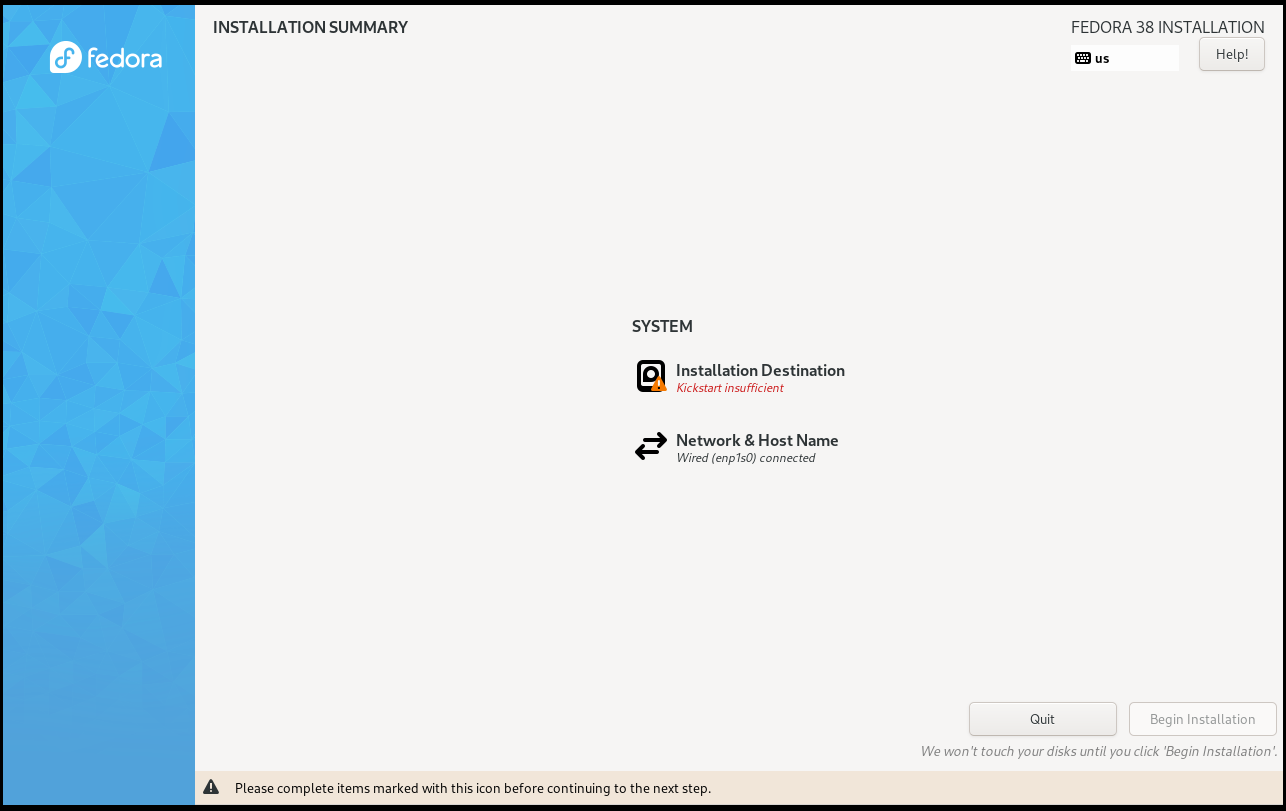 Fedora IoT iso only shows "Network" and "Installation Destination" spokes in anaconda · Issue ...