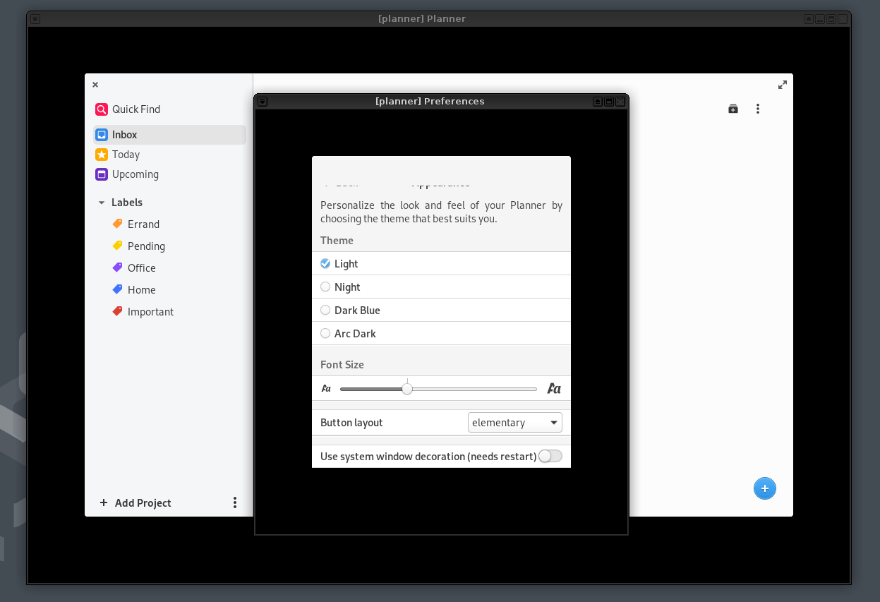 Dark thick border around Quick find, Preferences and the applications window when default ...