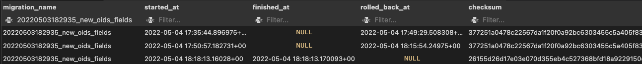 Incorrect file checksum comparison with previous rolled-back migration · Issue #16927 · prisma ...