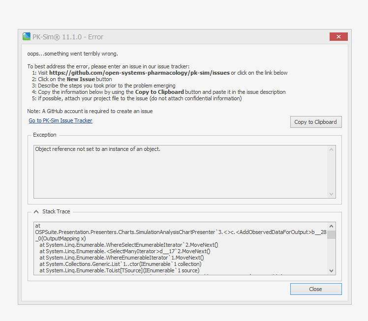 Eception when new empty Output mapped in PI · Issue #1806 · Open-Systems-Pharmacology/OSPSuite ...
