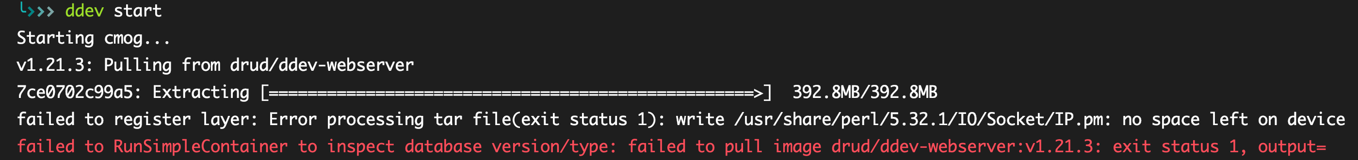 No space left on device error when using the docker colima context ...