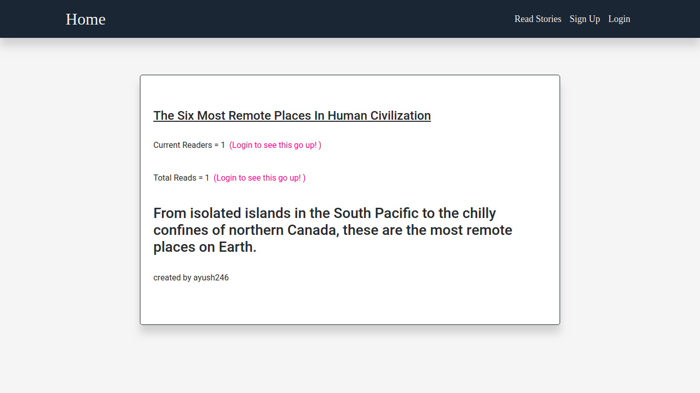 GitHub - ayush246/Story-sharing-webapp: Read Count System