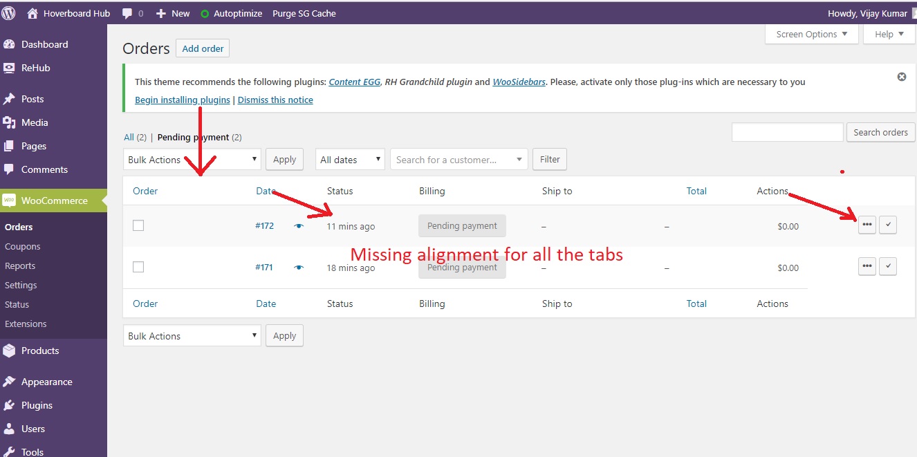 Woocommerce orders section alignment issue in the Admin panel · Issue #19517 · woocommerce ...