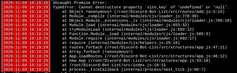 Error: Uncaught Promise Error: TypeError: Cannot destructure property ...