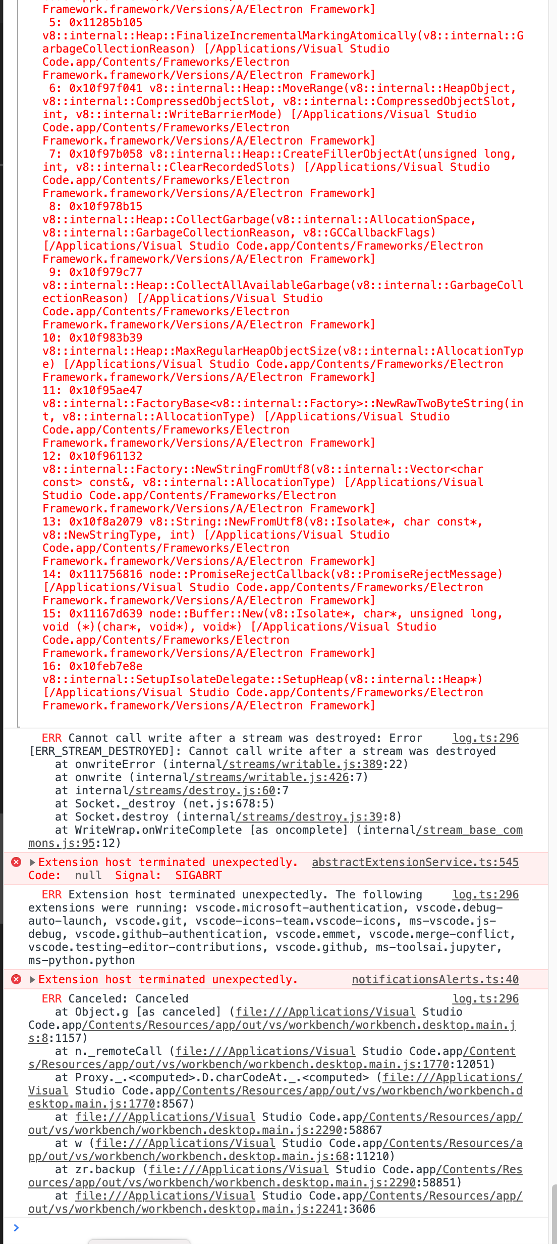 Extension host terminated unexpectedly - JavaScript heap out of memory · Issue #5840 · microsoft ...