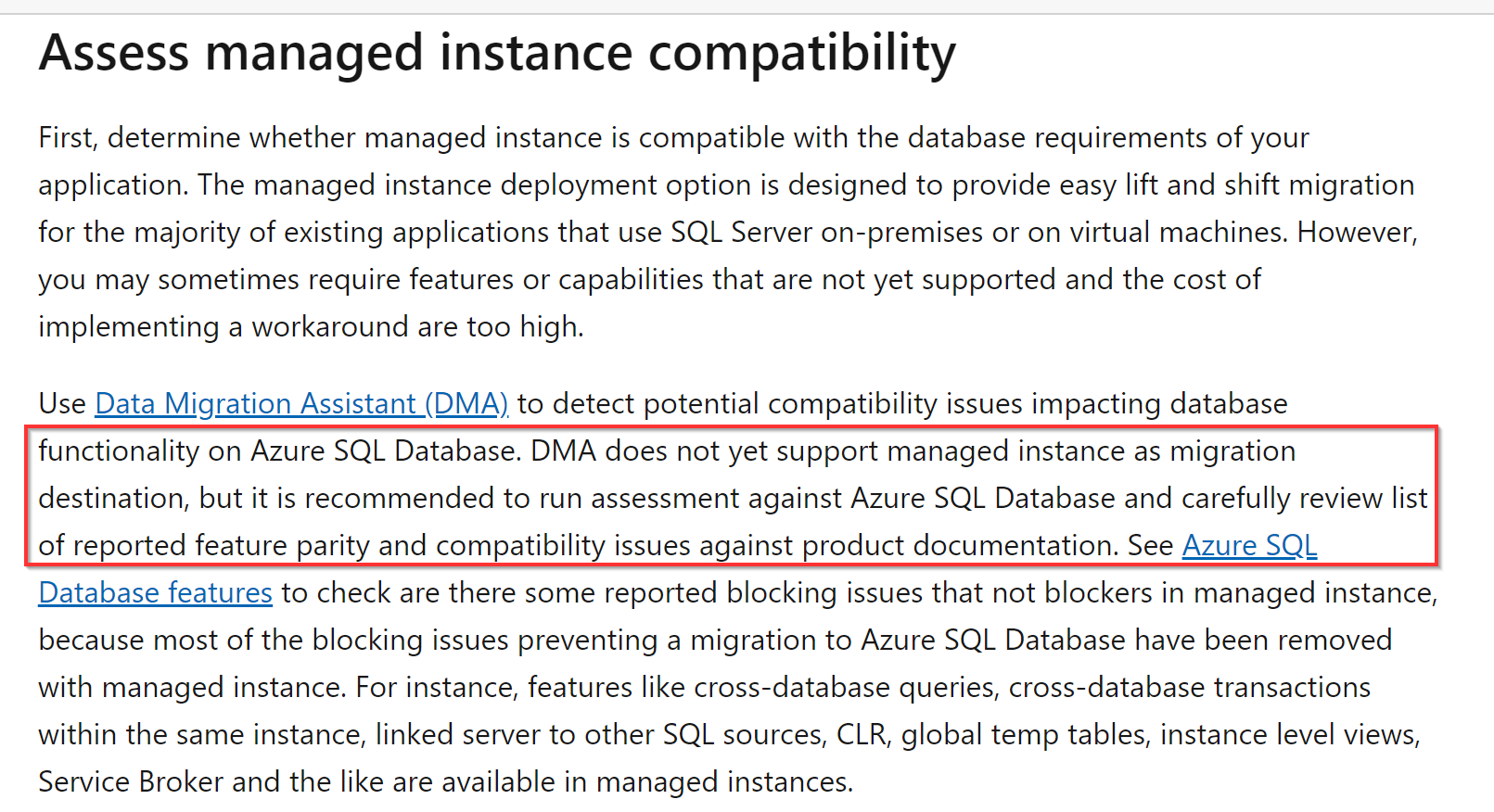 Database Migration Assistant doesn't support Managed Instance as a destination - Is this ...