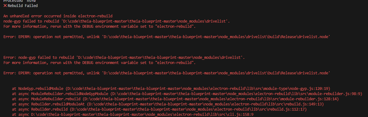 Driverlist Error · Issue 283 · Eclipse Theia Theia Blueprint · Github