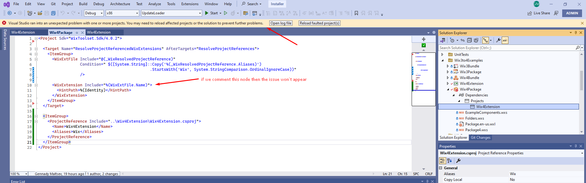 ArgumentNullException in Visual Studio when linking custom WixExtension to Wix4 package · Issue ...