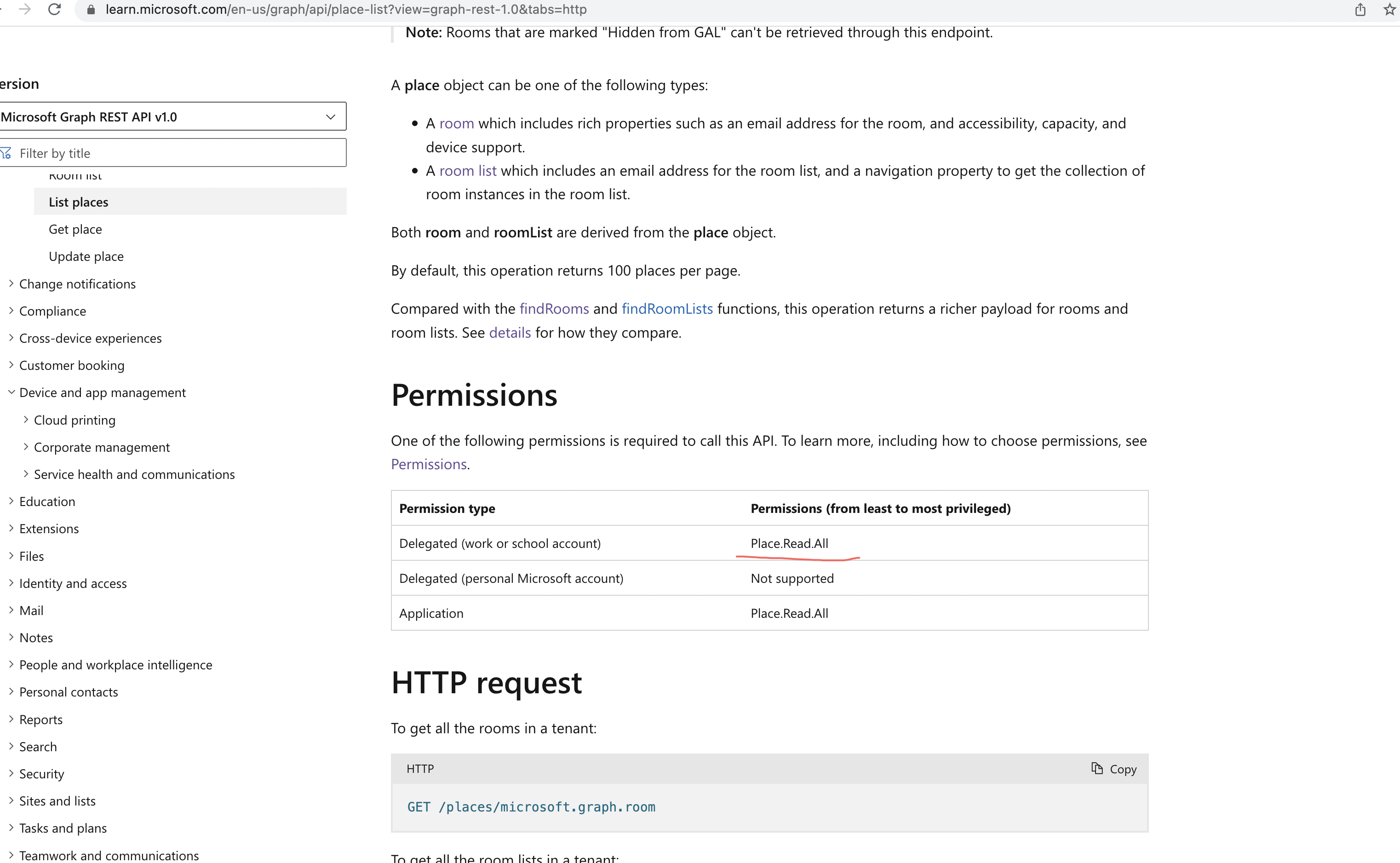 Will replacing /me/findRooms with /places/microsoft.graph.roomlist prevent some users from ...