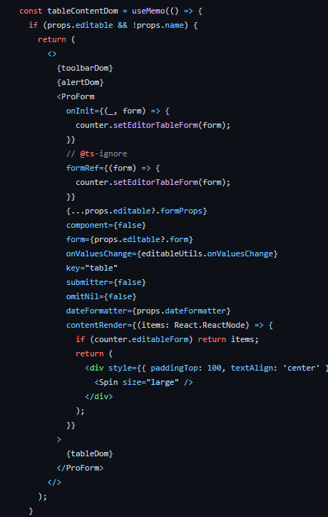 🧐[问题]Form中使用EditableProTable时，colunms中的formItemProps和fieldProps无法使用函数式配置 · Issue #4696 · ant ...
