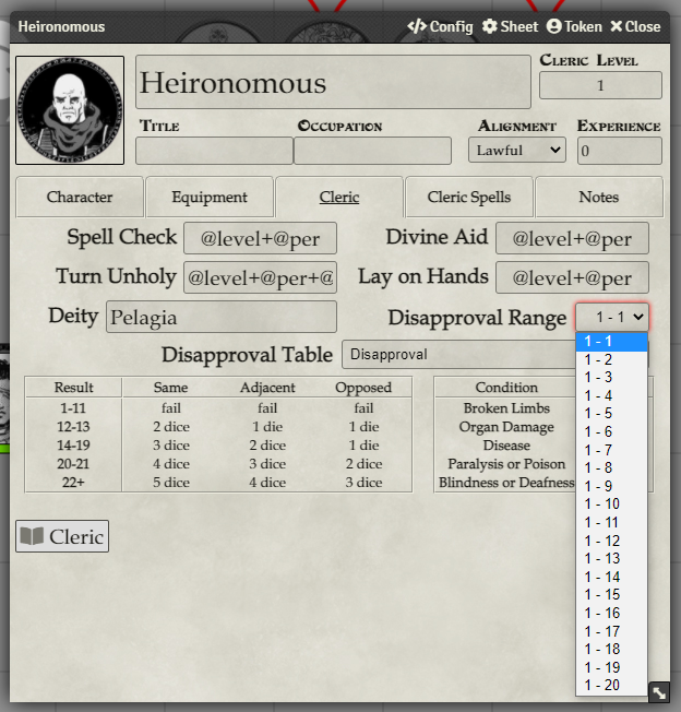 Make it easy to increase or decrease Cleric Disapproval · Issue #201 · foundryvtt-dcc/dcc · GitHub