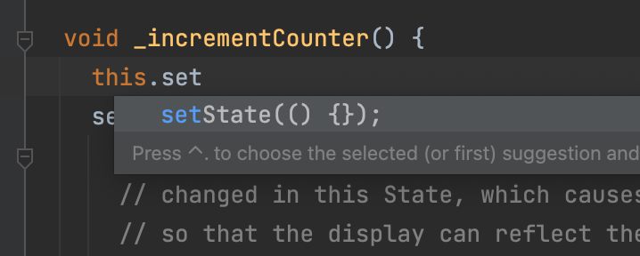 Intellij Autocomplete Broken For Statefulwidget Setstate And Initstate And Potentially More