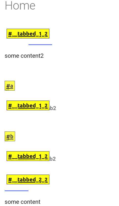 Content tabs from different modules in the same markdown cross link to the first one always ...