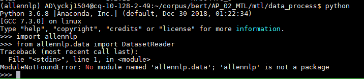 ModuleNotFoundError · Issue #2907 · allenai/allennlp · GitHub