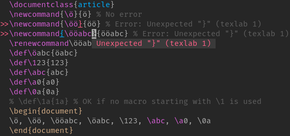 Wrong suggestions/errors when using non-standard/Unicode (`[^a-zA-Z]`) macro names · Issue #864 ...