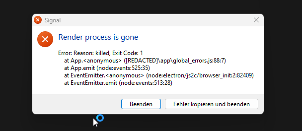 Error message "Render process is gone" when killing application with task manager · Issue #6411 ...