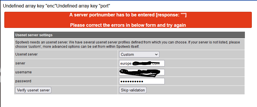 Undefined array key "enc"Undefined array key "port" · Issue #832 · spotweb/spotweb · GitHub