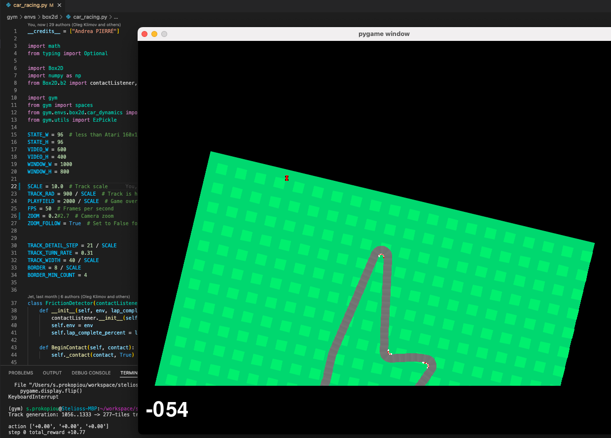 [Bug Report] CarRacing environment - Change of SCALE (car_racing.py) results to shifted initial ...