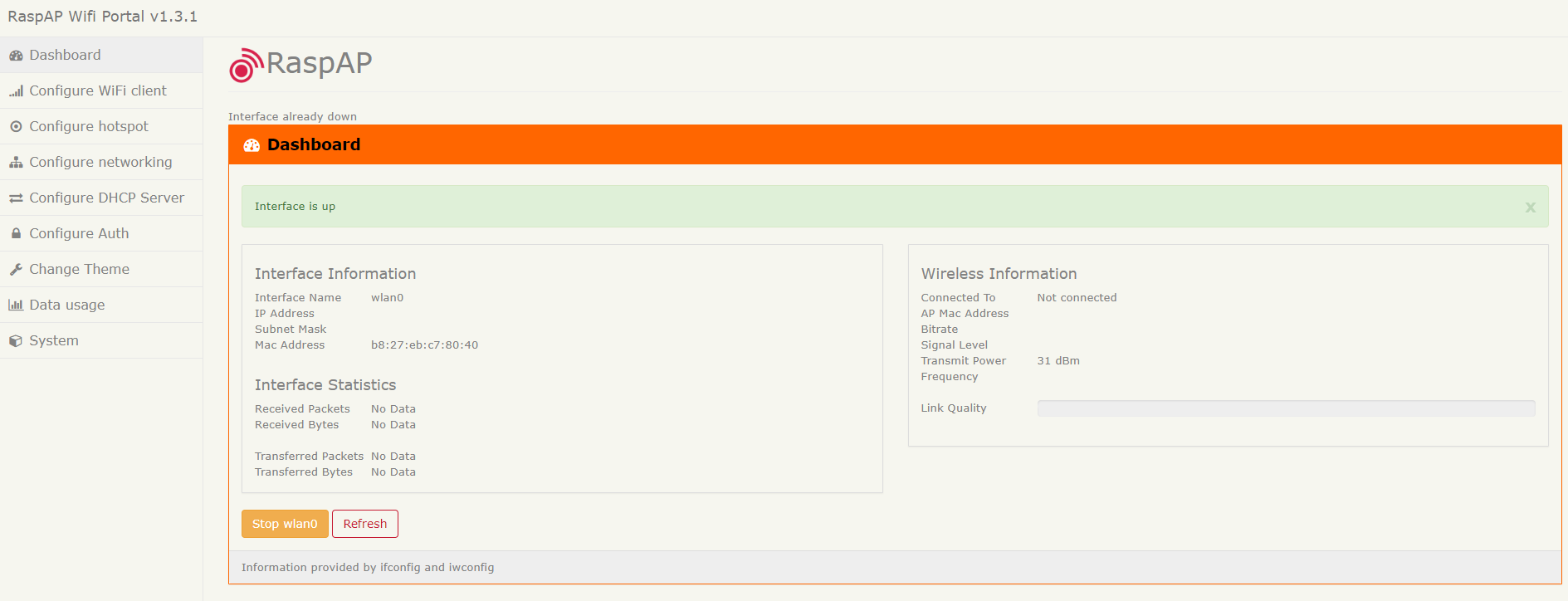 Use iw and ip instead of iwconfig and ifconfig · Issue #249 · RaspAP/raspap-webgui · GitHub