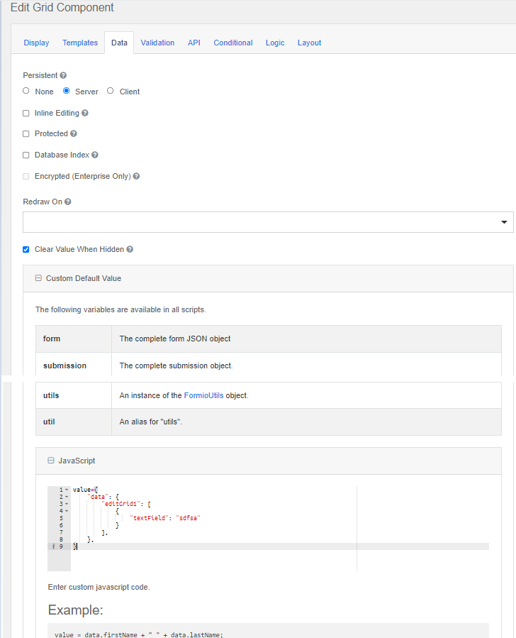 How to set the default value for editGrid · Issue #4737 · formio/formio.js · GitHub