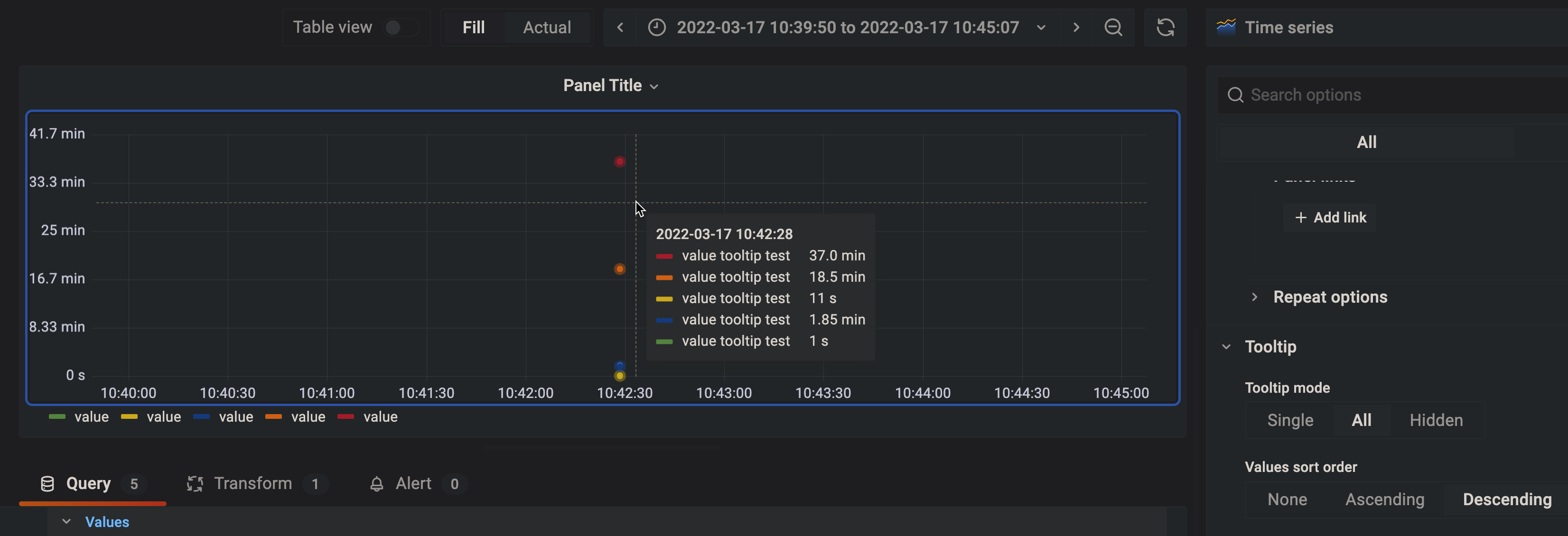 Tooltip Adding Units Can Break `ascending` And `descending` Sorting · Issue 46712 · Grafana