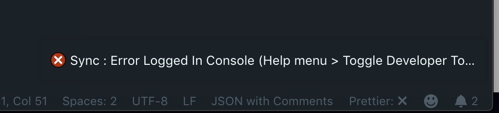Update/Uploading setting Sync: Error logged in console · Issue #857 · shanalikhan/code-settings ...