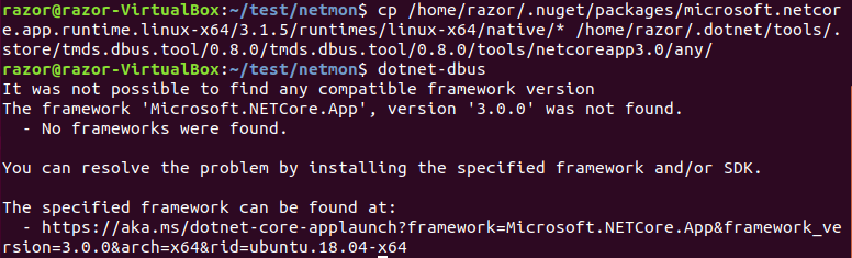 dotnet-dbus fails on fresh virtual Ubuntu installation - missing libhostfxr.so · Issue #81 ...