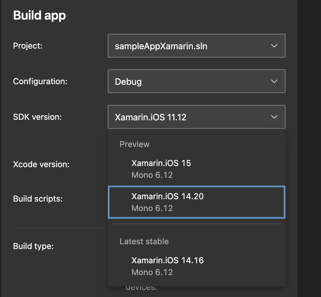 Xamarin.iOS 14.20 (or newer) build feature request · Issue #2259 · microsoft/appcenter · GitHub