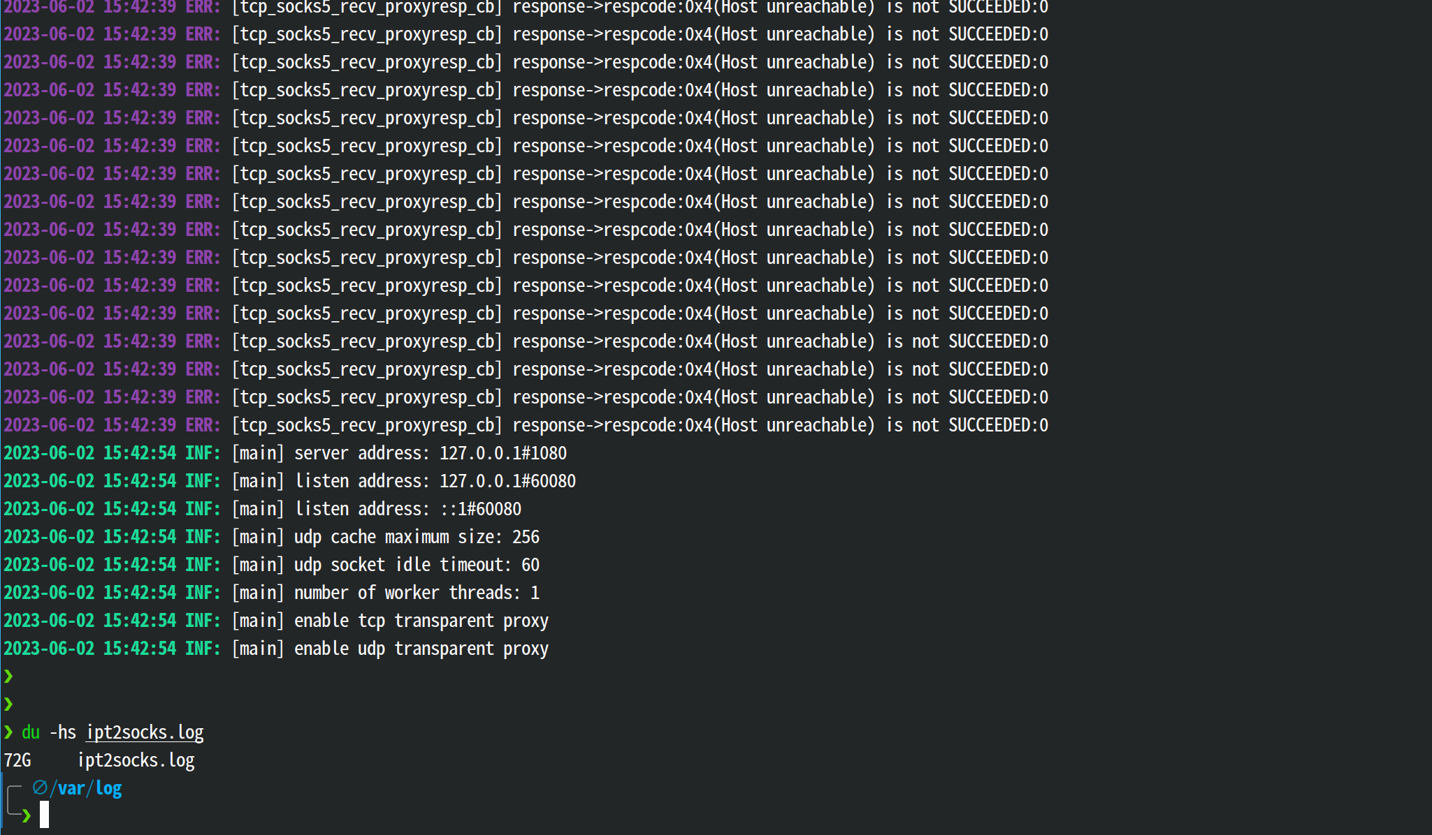 ipt2socks 报错日志大量重复导致 日志过大 · Issue #238 · zfl9/ss-tproxy · GitHub