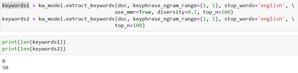 MMR keywords disappear · Issue #84 · MaartenGr/KeyBERT · GitHub