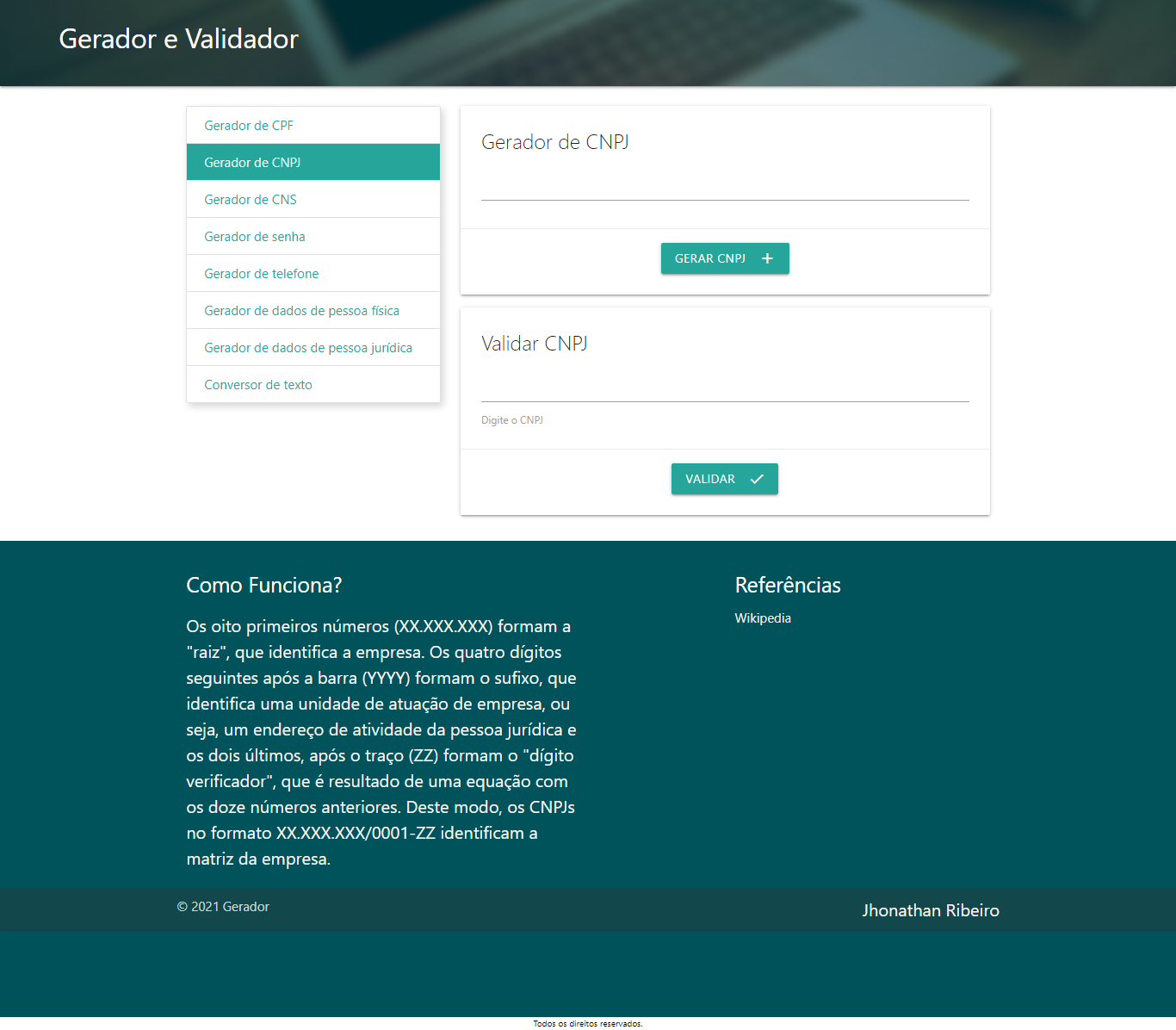 GitHub - JhonathanRibeiro/gerador-de-documentos: Gerador de CPF CNPJ e outros documentos válidos