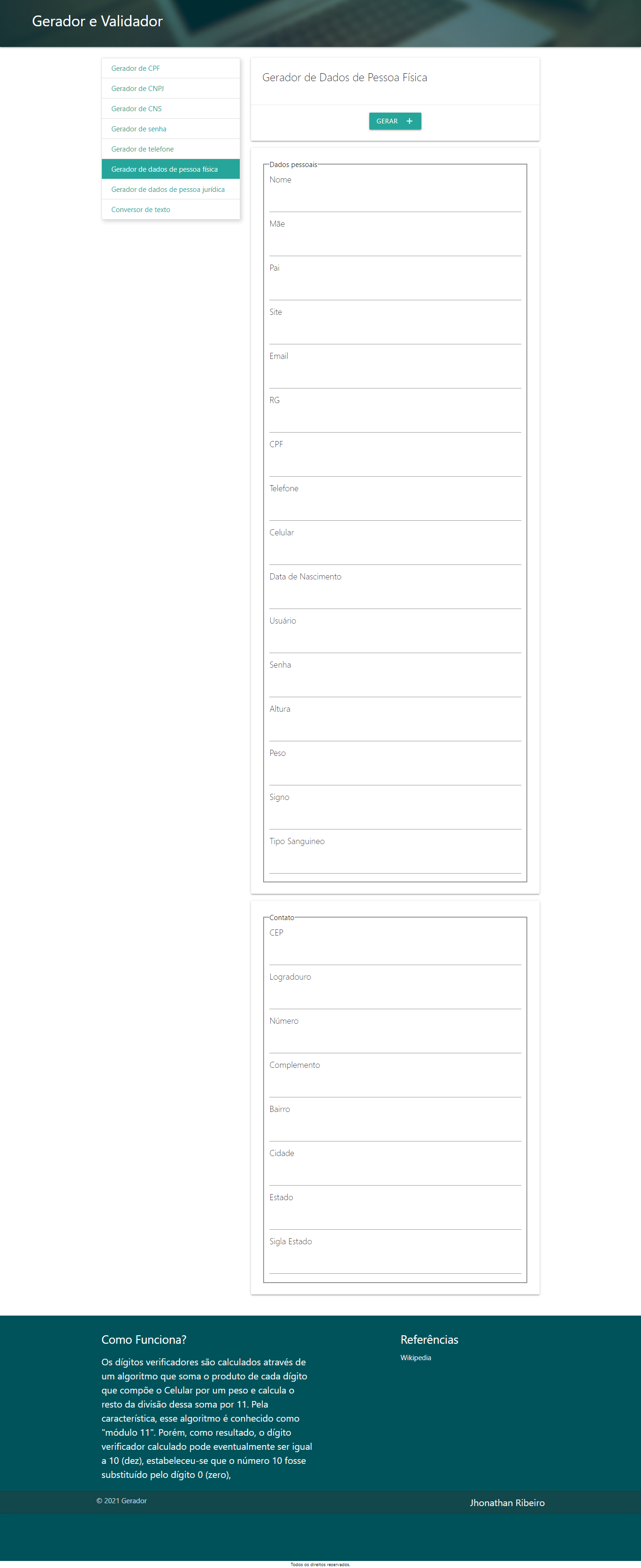 GitHub - JhonathanRibeiro/gerador-de-documentos: Gerador de CPF CNPJ e ...