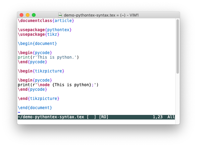 Syntax highlighting of pycode within tikzpicture · Issue #1563 · lervag/vimtex · GitHub