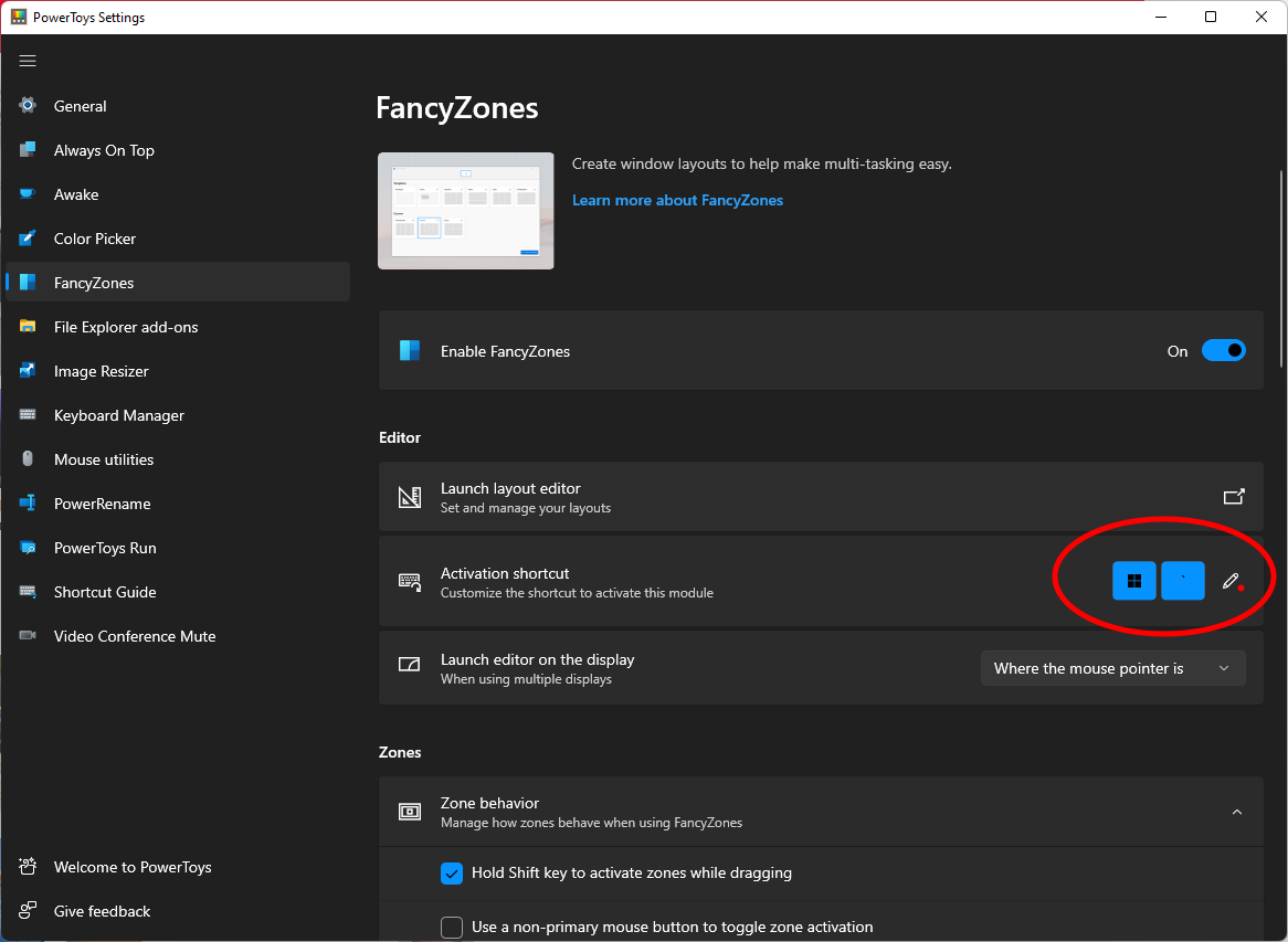 Fancyzone Shortcut Keys - Windows 11 · Issue #17476 · microsoft/PowerToys · GitHub