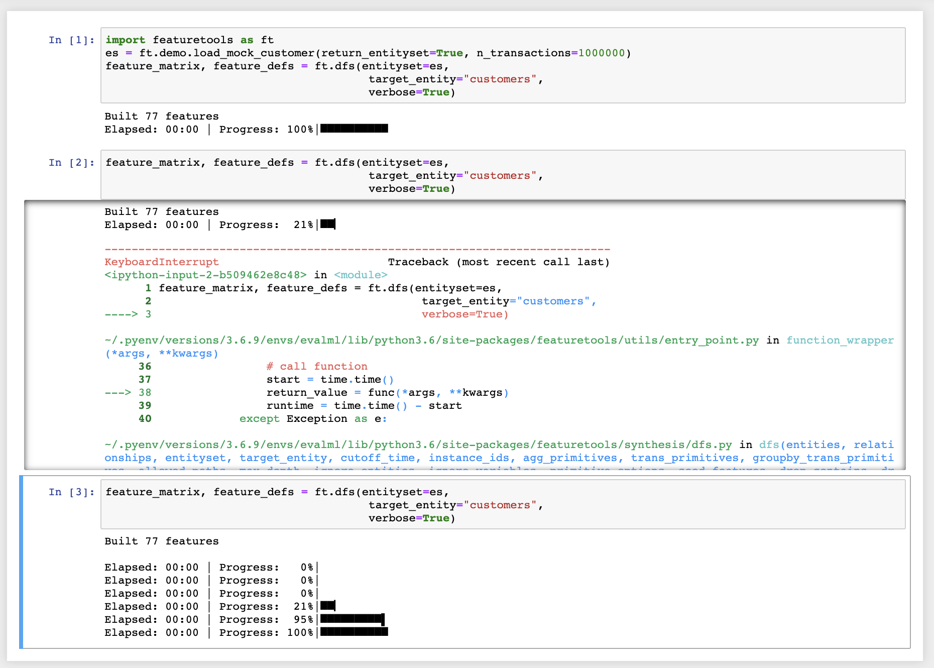 Double Printing Progress Bar · Issue 791 · Alteryx Featuretools · Github