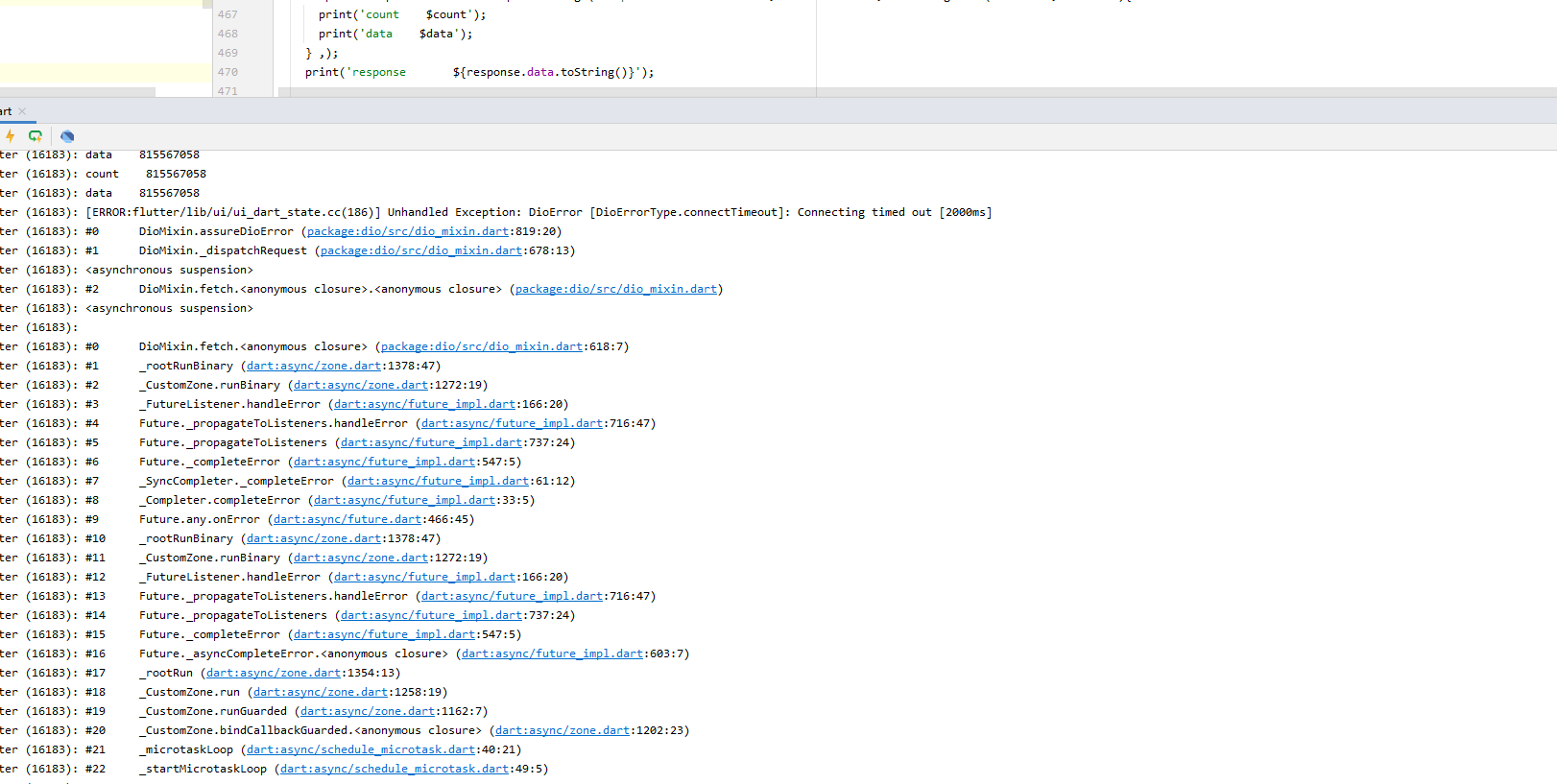 文件传输800M视频，传输完成了但是报错超时 · Issue #1201 · cfug/dio · GitHub