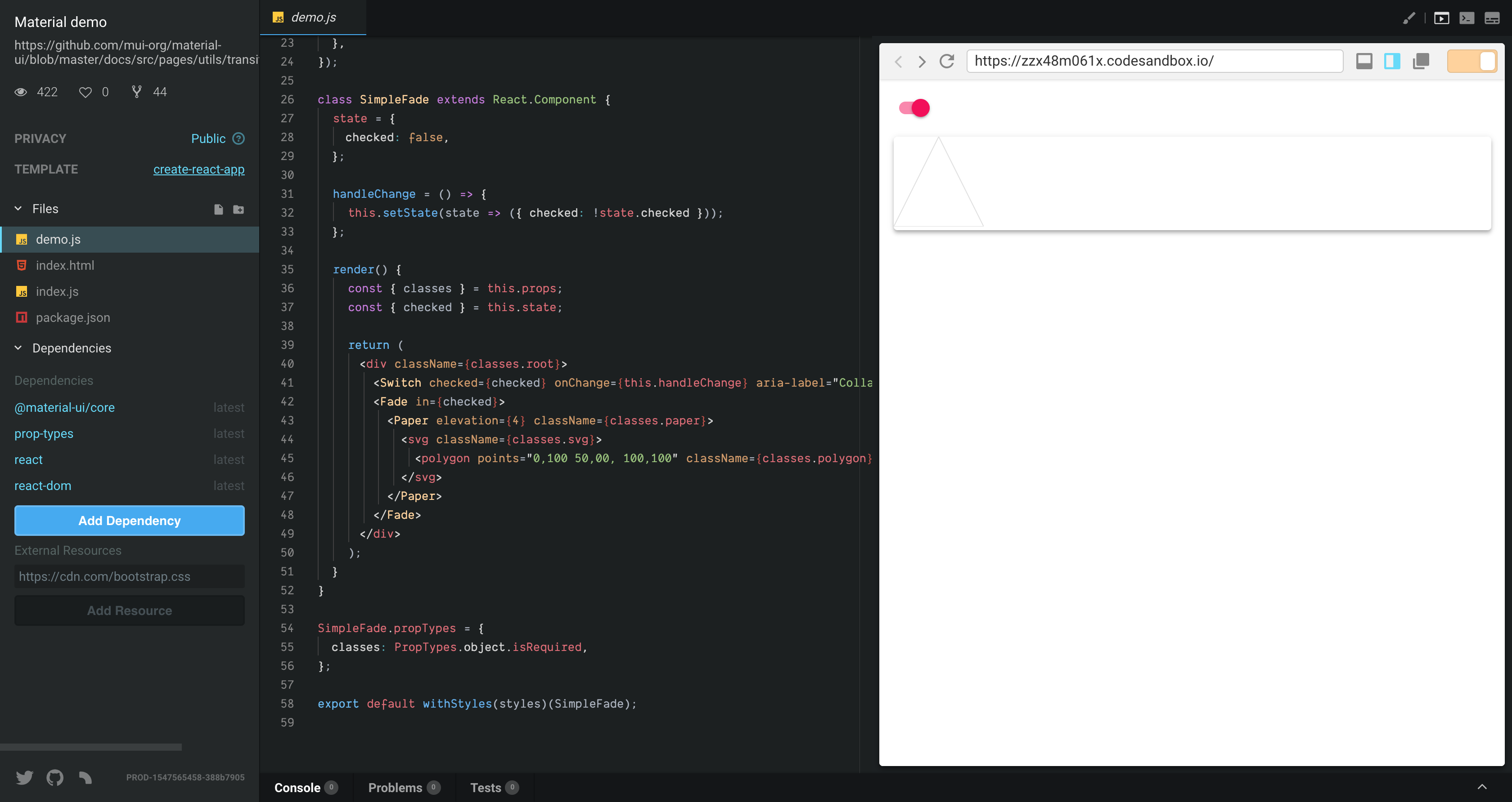 Fade Transition Visual Bug on Codesandbox · Issue #14199 · mui/material ...