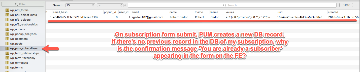 PUM 'Subscription Form' SC form returns 'already subscribed' when adding first DB record · Issue ...
