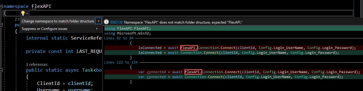 Wrong IDE0130 message "Namespace 'Foo' does not match folder structure, expected 'Foo'" · Issue ...