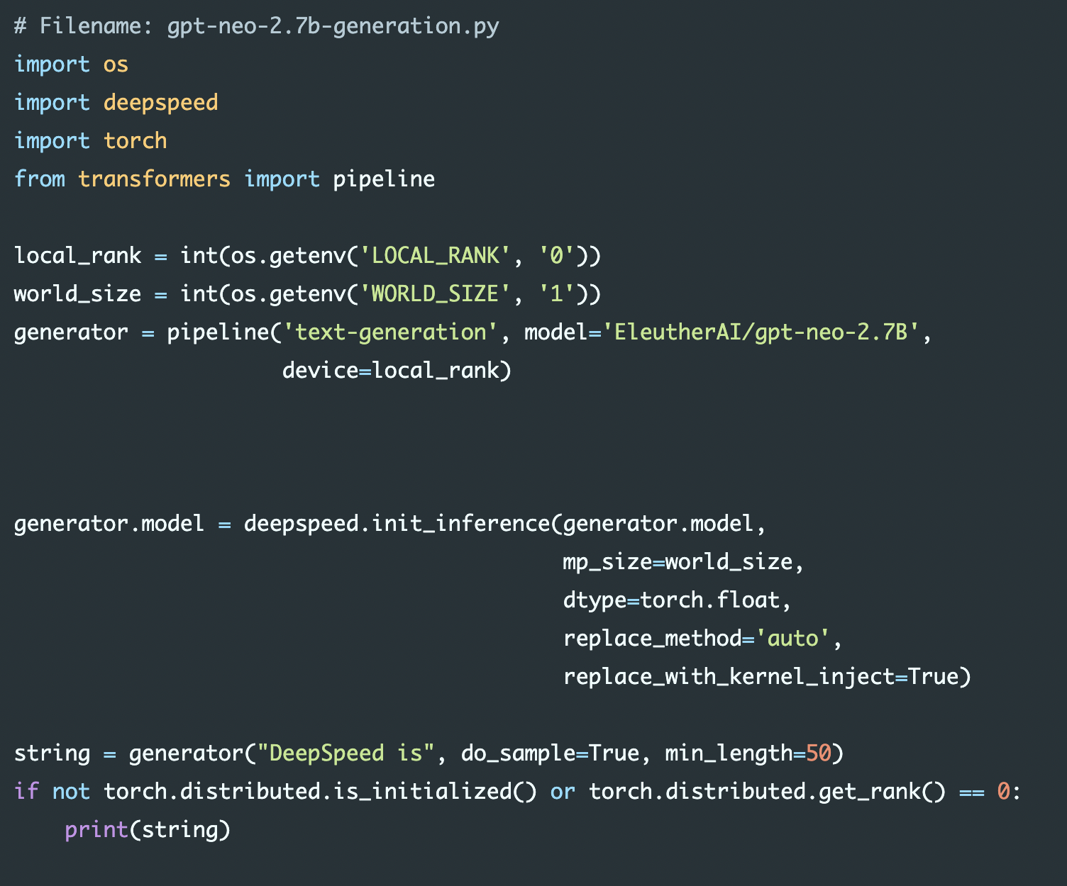 [BUG] GPT-Neo inference examples broken in Master · Issue #2248 · deepspeedai/DeepSpeed · GitHub