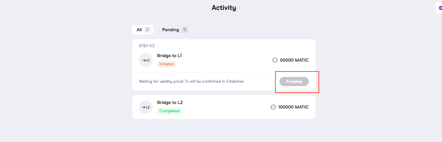Unable to click Finalize button when trying to bridge from L2 to L1 · Issue #18 · Snapchain ...
