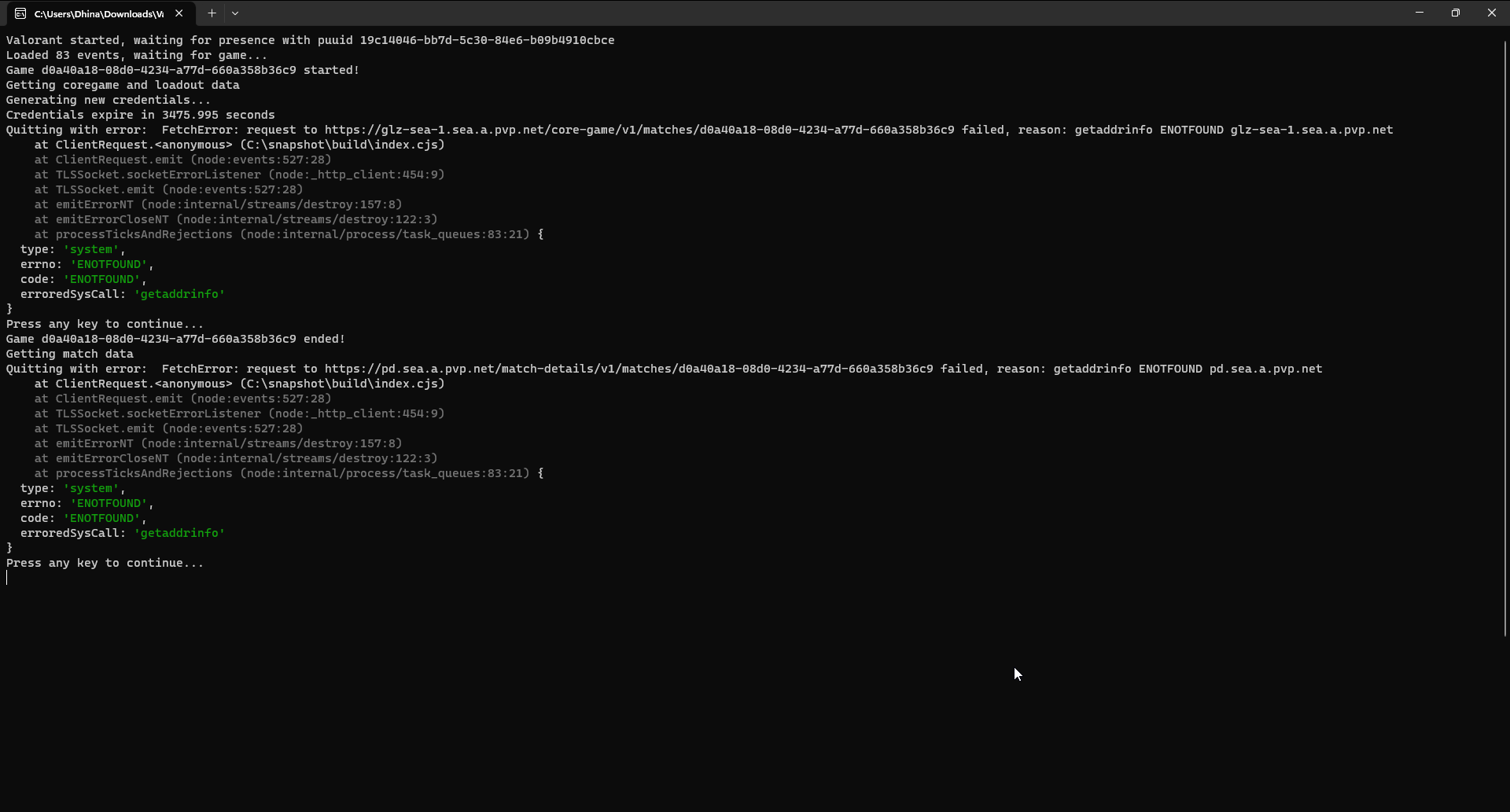 Regional Fetch Errors · Issue #2 · techchrism/valorant-autorecord · GitHub