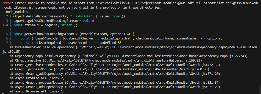 React-native | CognitoIdentityProviderClient | Unable to resolve module stream · Issue #4877 ...