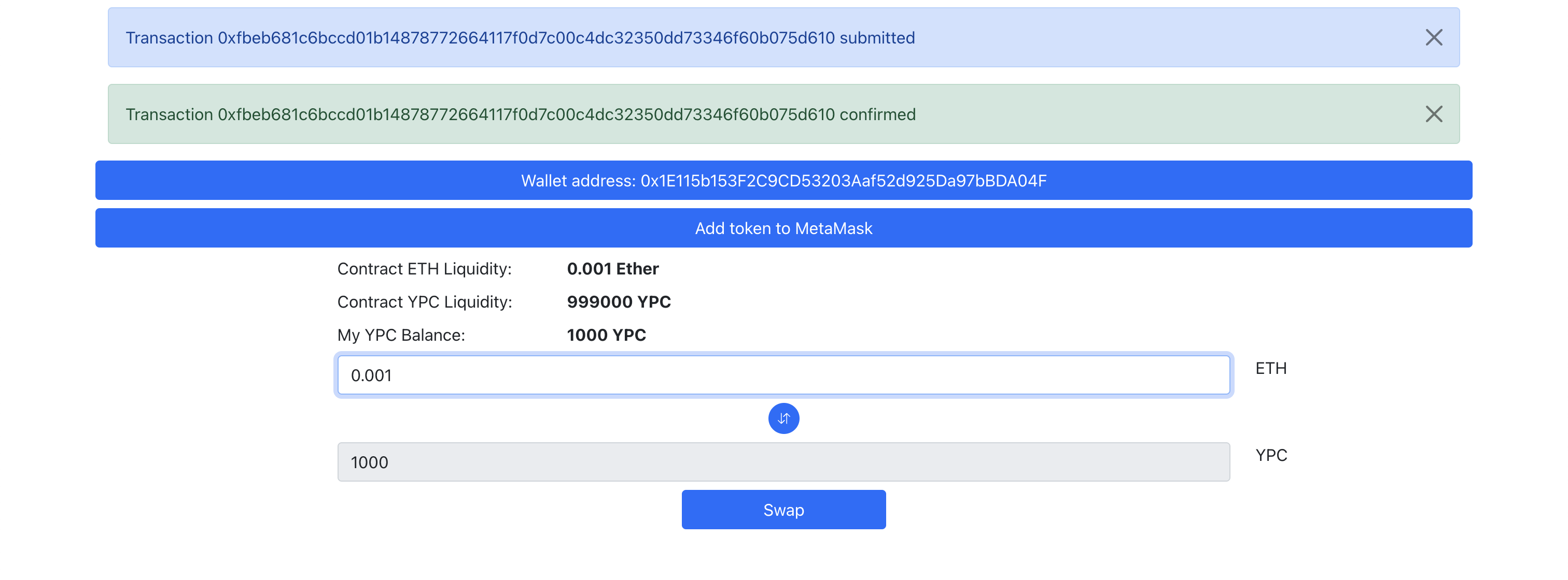 GitHub - YannickPferr/yp-swap: Simple Smart Contract hosted on the ...