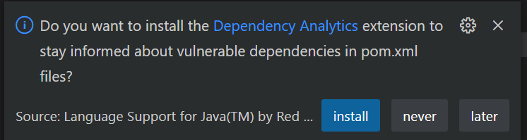 Dependency Analytics extension popup every time I open a pom.xml file · Issue #2892 · redhat ...