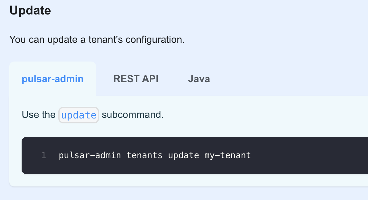 [Bug] `pulsar-admin tenants update` is useless · Issue #18516 · apache/pulsar · GitHub