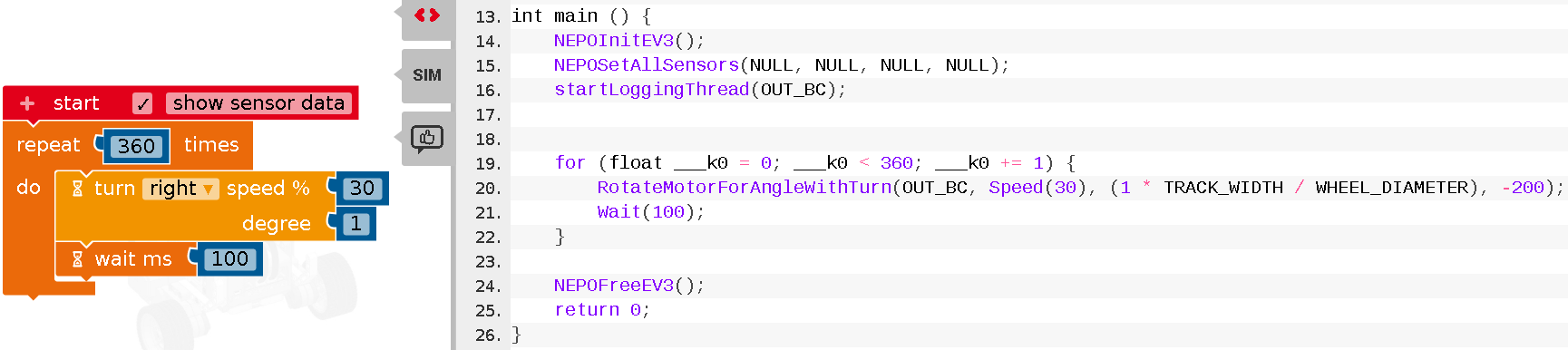 EV3 Sim: Robot turning with fine degrees not reproducible when using it in while loop · Issue ...