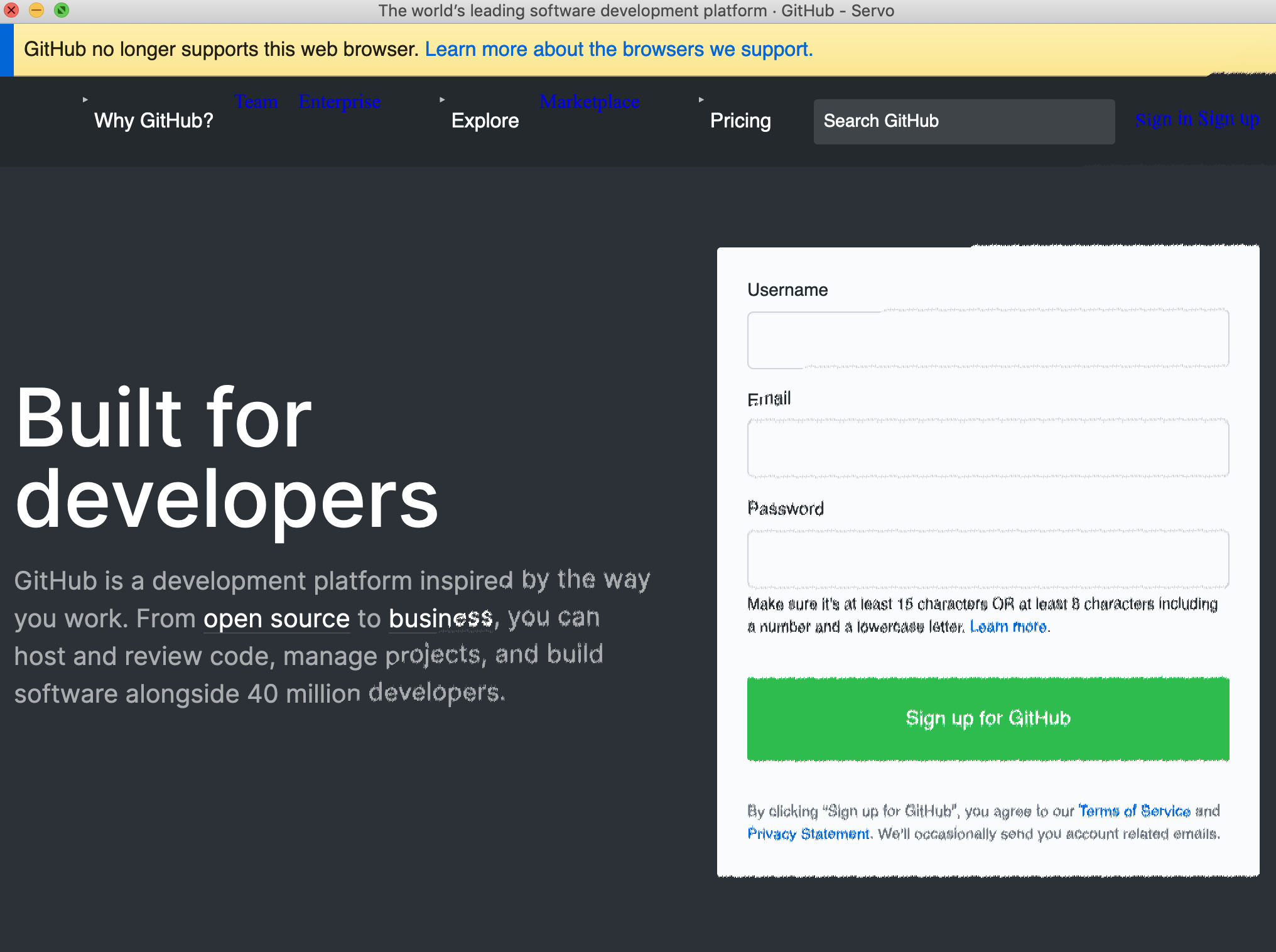 GitHub renders weirdly · Issue #26348 · servo/servo · GitHub