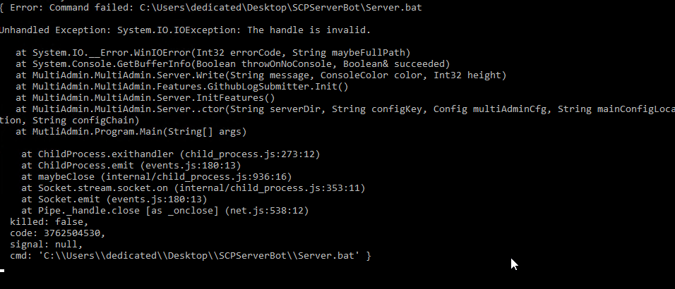 MultiAdmin reports Invalid Handle · Issue #140 · ServerMod/MultiAdmin ...