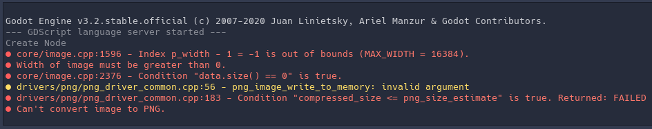 Several erros occur when saving a scene with only a Script Class node ...